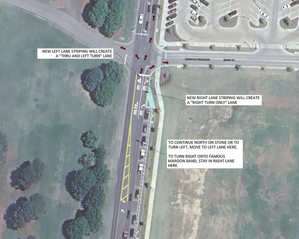 Restriping project closes Stone Blvd. lane Tuesday [July 30 ...